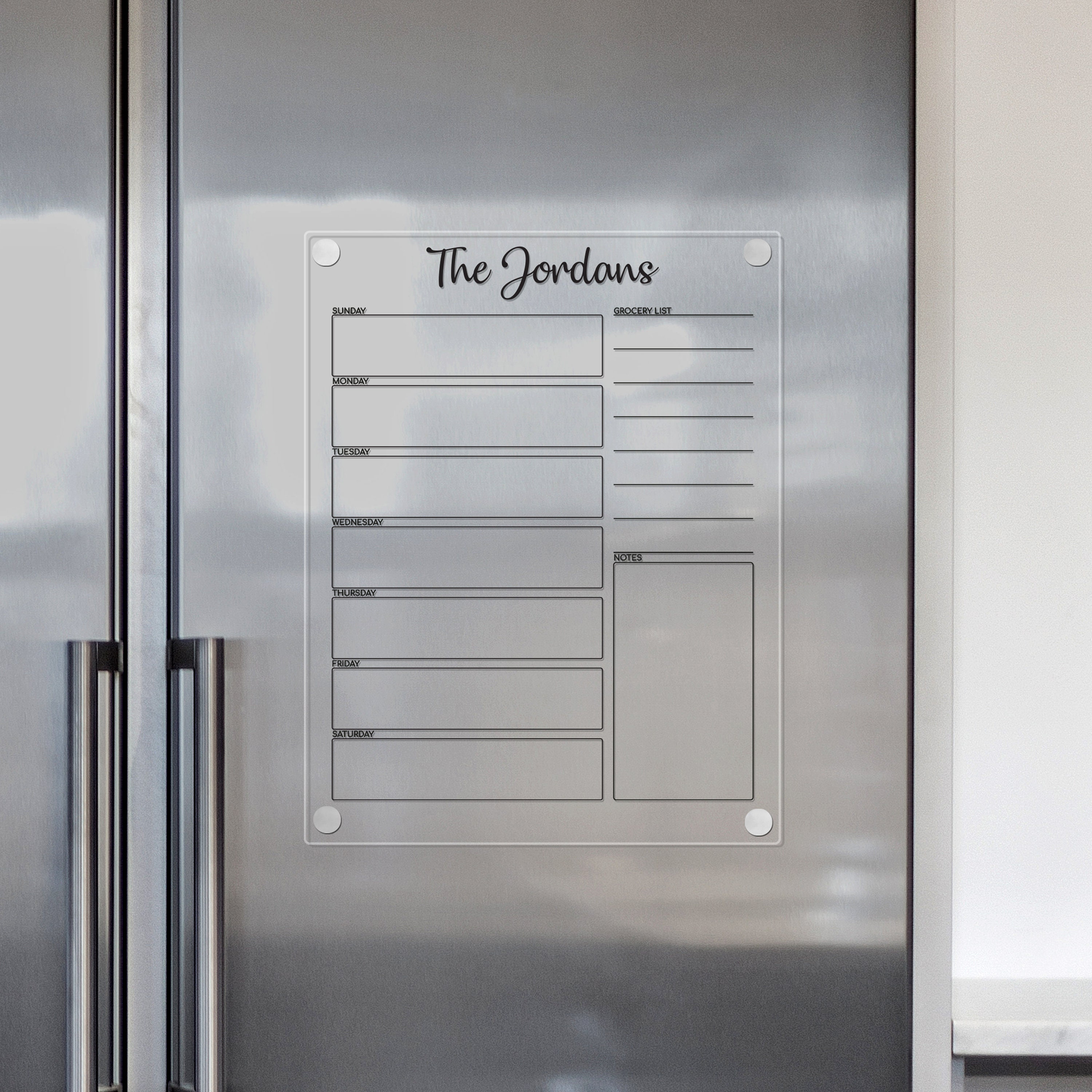 Magnetic Acrylic Weekly Calendar Personalized Calendar for - Etsy