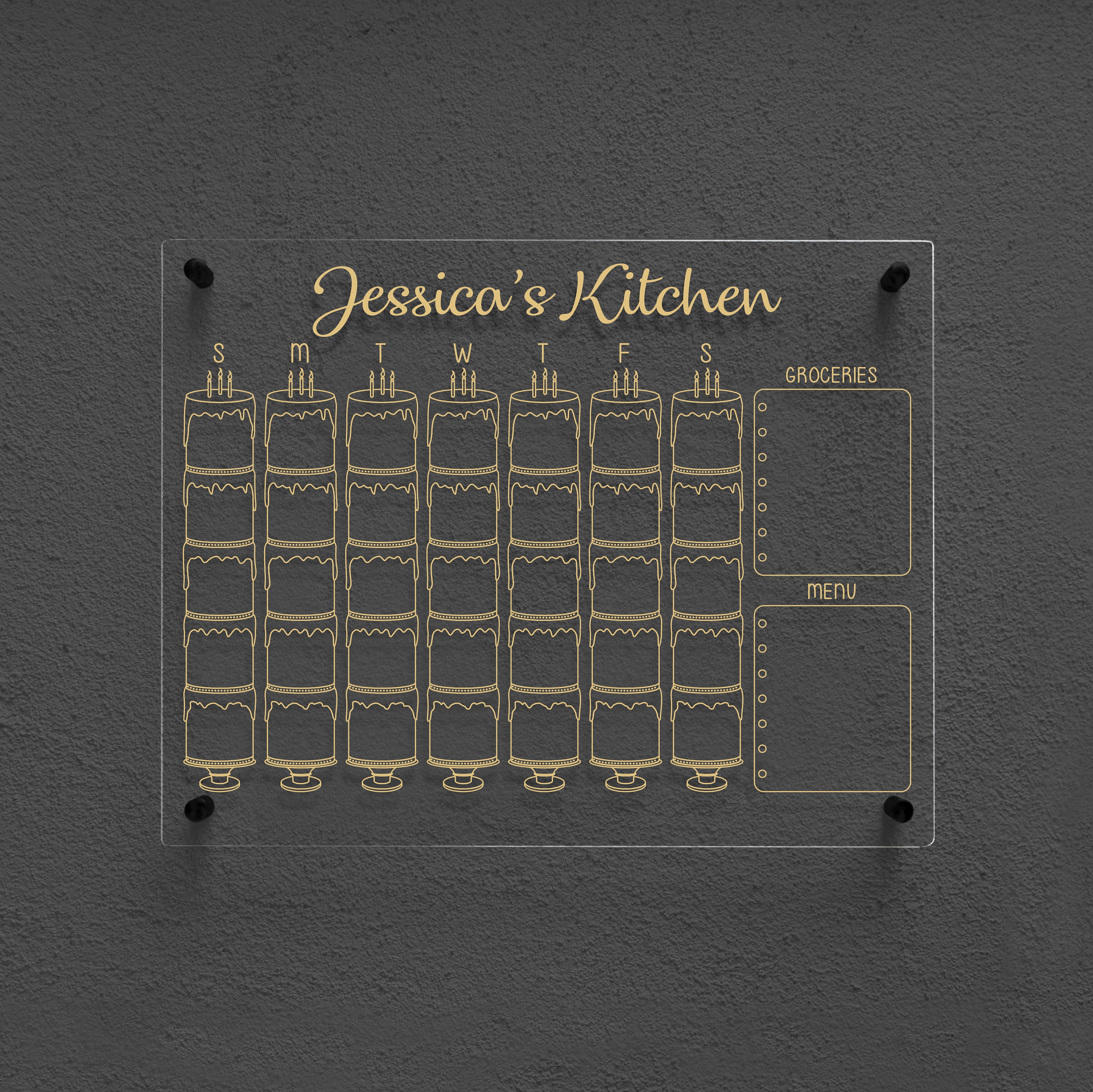Kitchen Menu Planner Acrylic Kitchen Board Weekly Calendar - Etsy