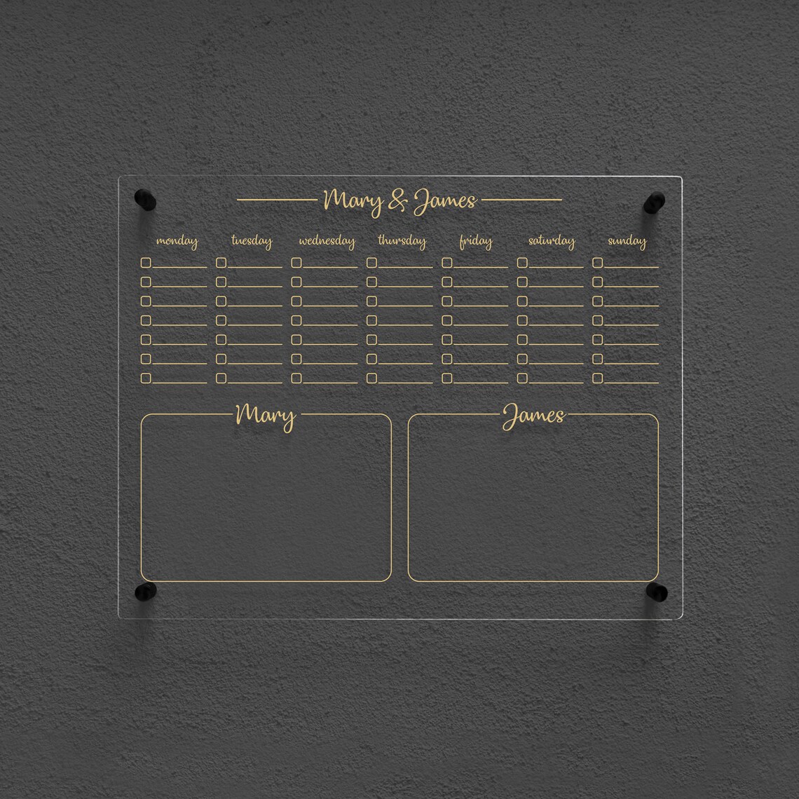 Acrylic Weekly Calendar Couple Calendar Personalized | Etsy