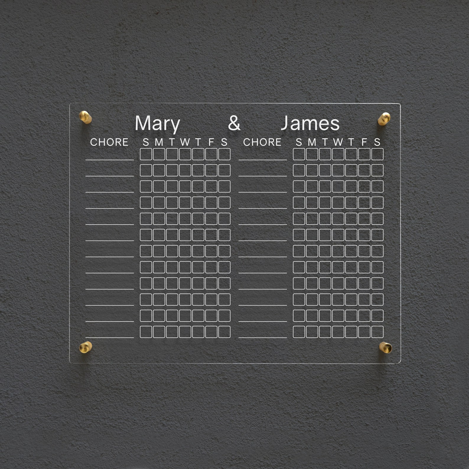 Personalized Acrylic Chore Chart | Chore Chart for 2 People | Dry Erase ...