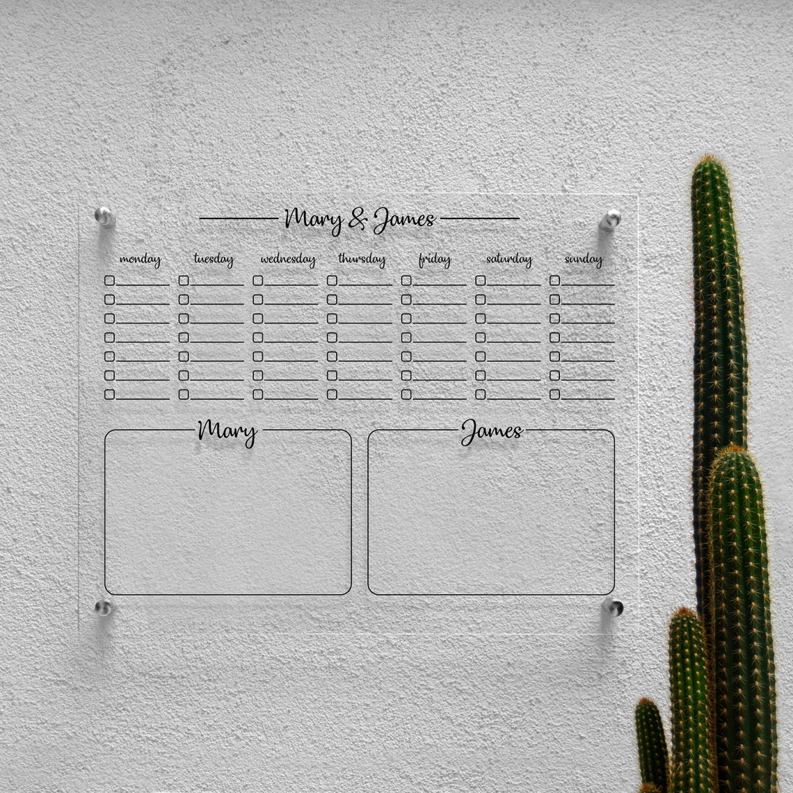 Acrylic Weekly Calendar Couple Calendar Personalized | Etsy