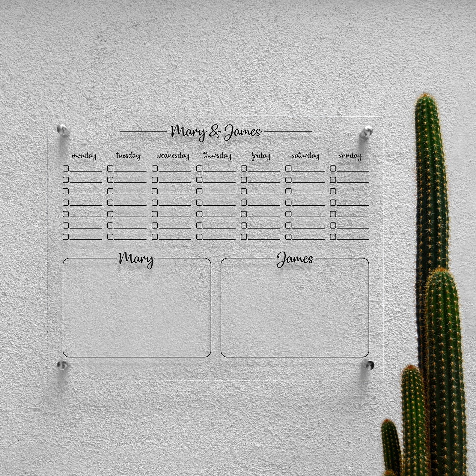 Acrylic Weekly Calendar Couple Calendar Personalized | Etsy