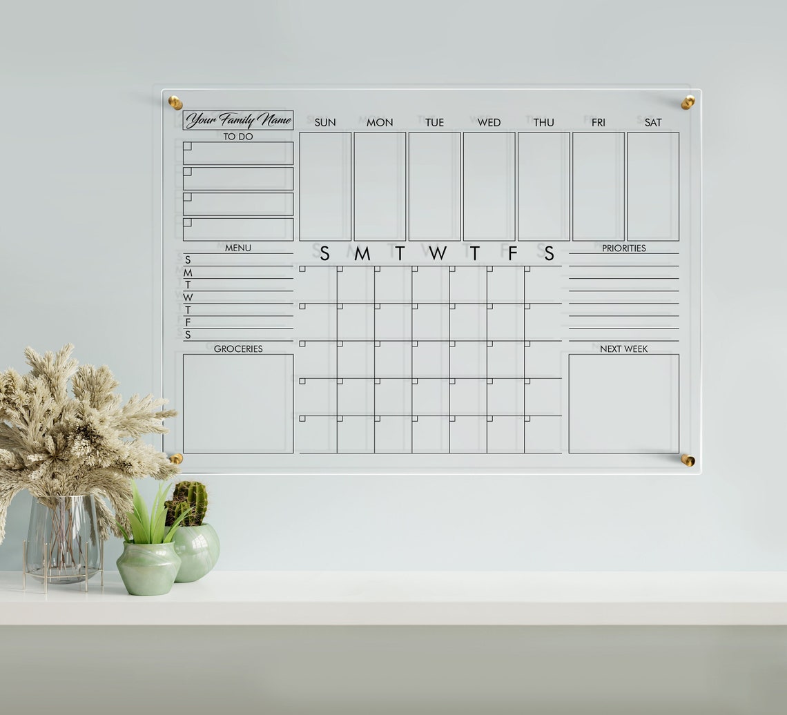Acrylic Monthly Calendar Personalized Calendar for Wall - Etsy