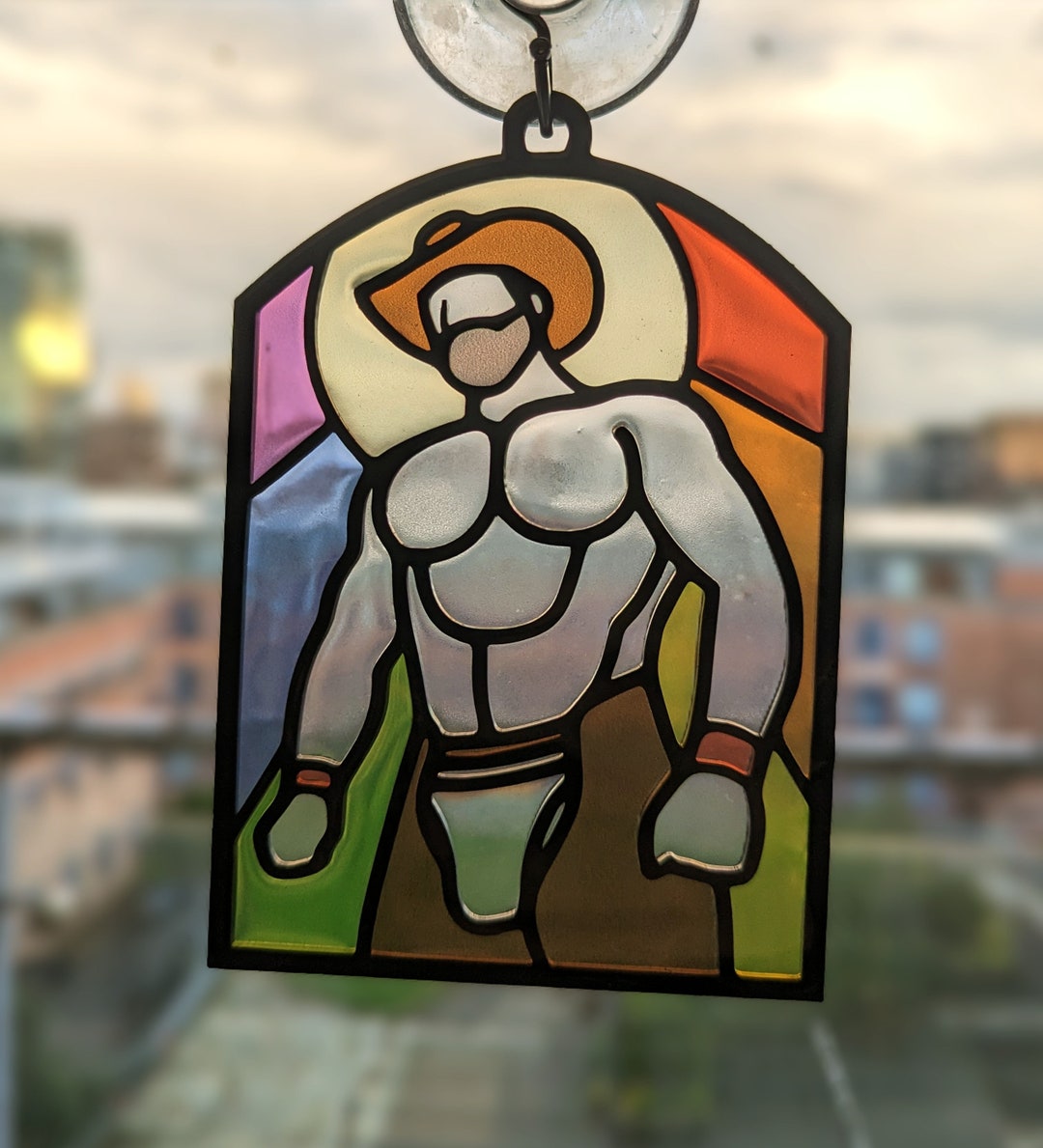 Rainbow Cowboy - Queer Resin Stained Glass Style Design - Etsy