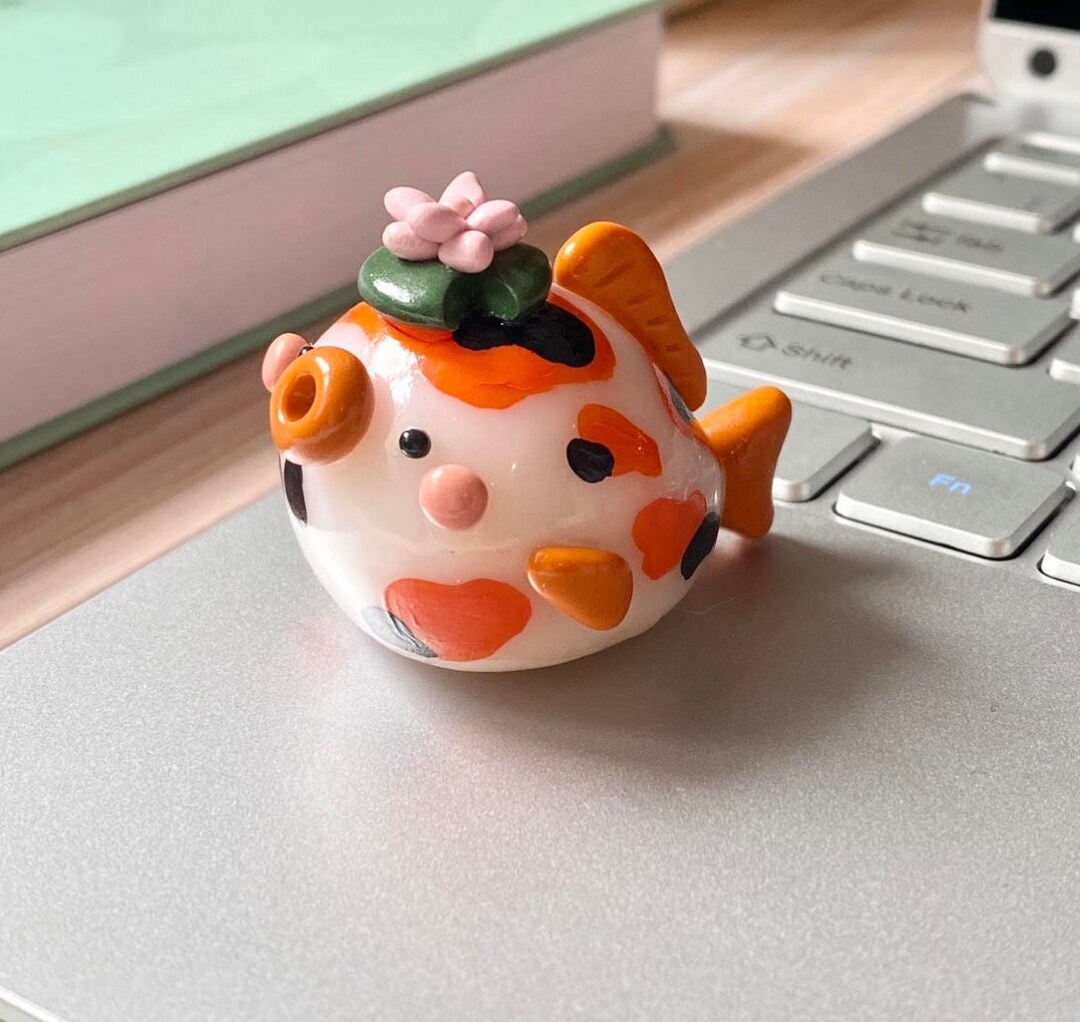 Handmade Polymer Clay Koi Fish Desk Friend Sculpture Art Polymer Clay ...
