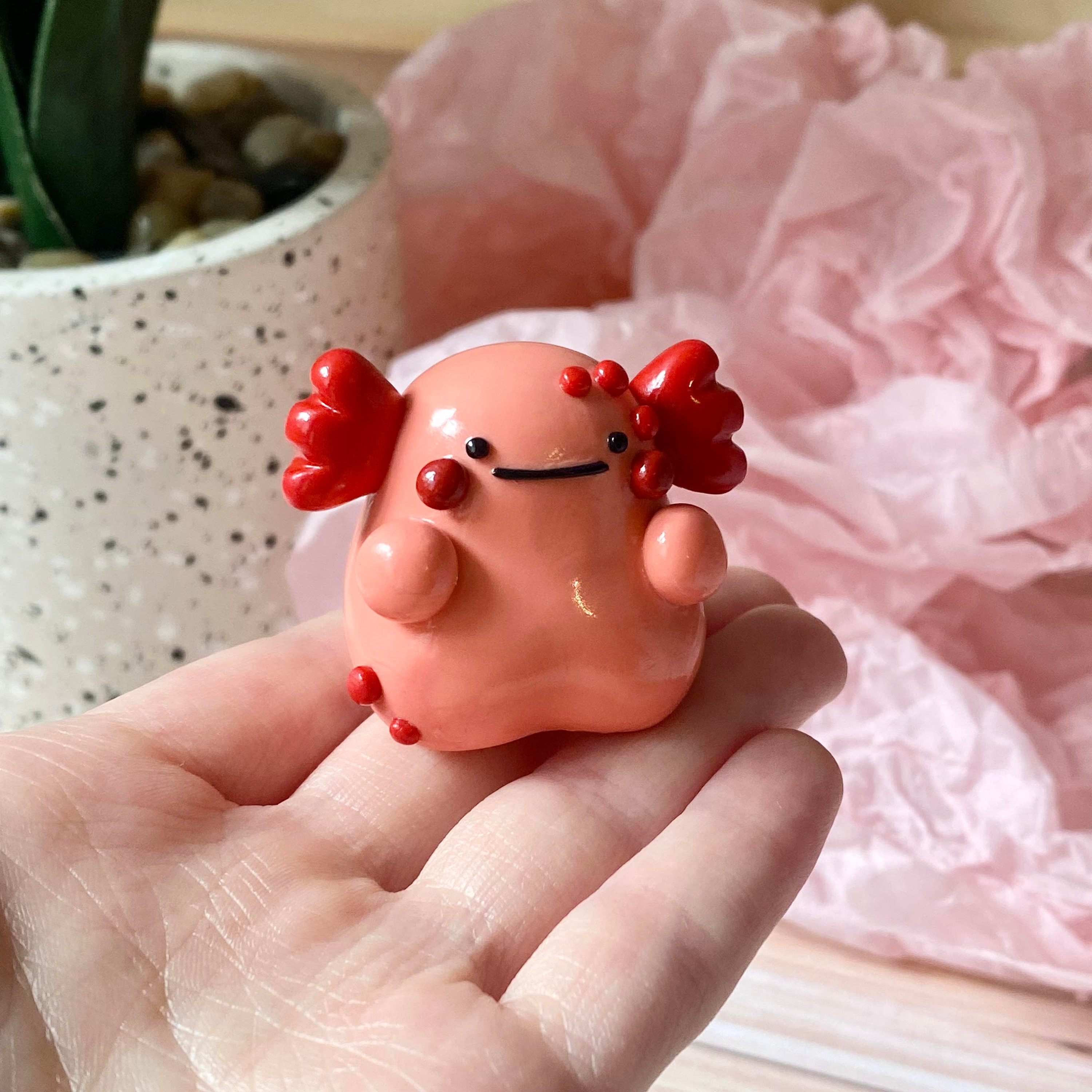 Handmade Polymer Clay Axolotl Desk Friend Sculpture/polymer Clay ...