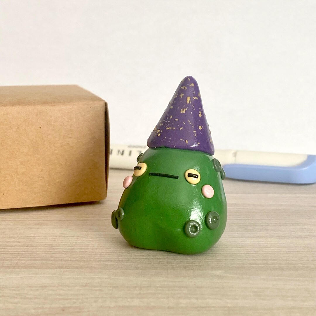 Handmade Polymer Clay Wizard Frog Desk Friend Sculpture Art Polymer ...