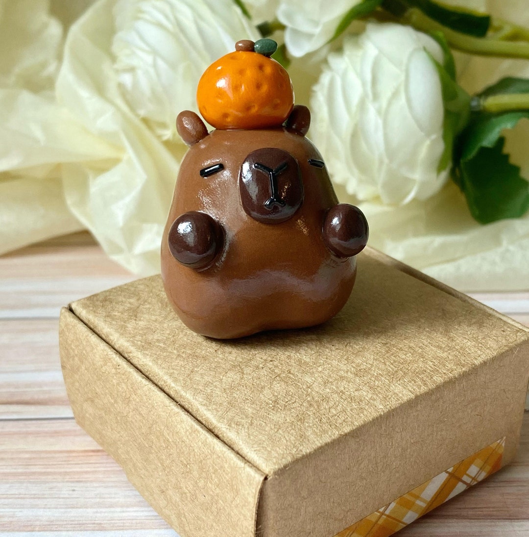 Handmade Polymer Clay Capybara Desk Friend Sculpture/art/polymer Clay ...