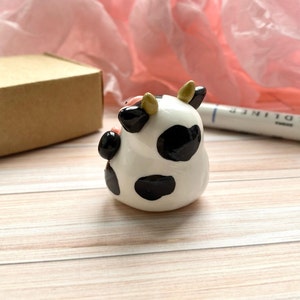 Handmade Polymer Clay Cow Desk Friend Sculpture/polymer Clay Sculpture ...