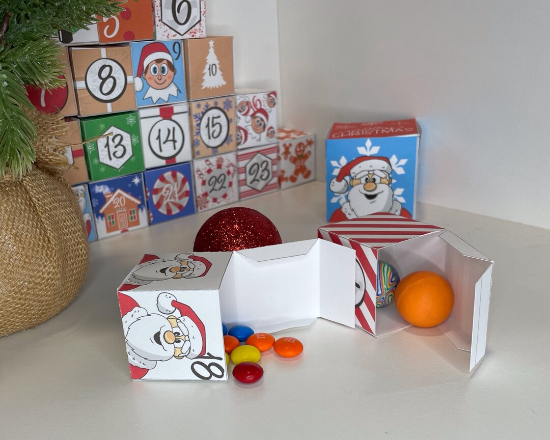 Printable Christmas Advent Calendar Gift Boxes - DIY Gift Boxes - Etsy