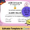 Custom Graduation Certificate Template Kindergarten Preschool Prek Cute ...