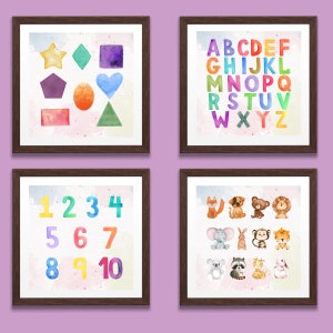 Preschool Educational Posters Learning Alphabet Numbers Shapes - Etsy