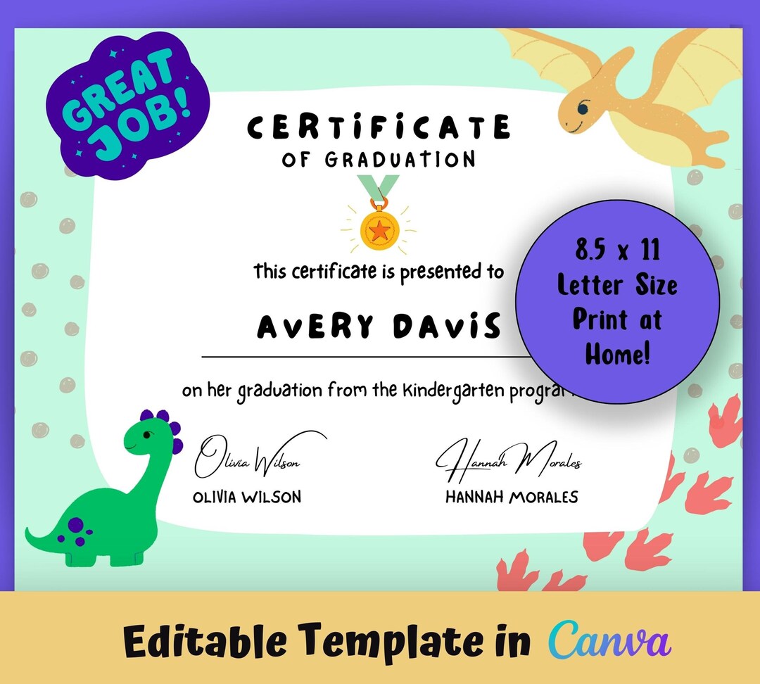 Custom Graduation Certificate Template Kindergarten Preschool Prek ...