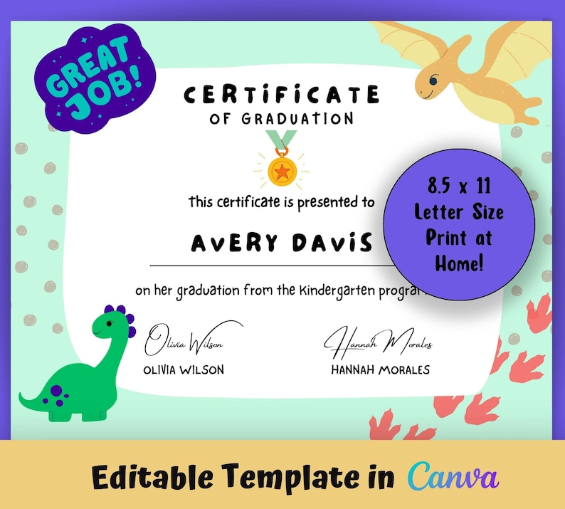 Custom Graduation Certificate Template Kindergarten Preschool Prek ...