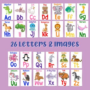Alphabet Animal Flashcards Homeschool Baby Toddler Preschool Prek ...