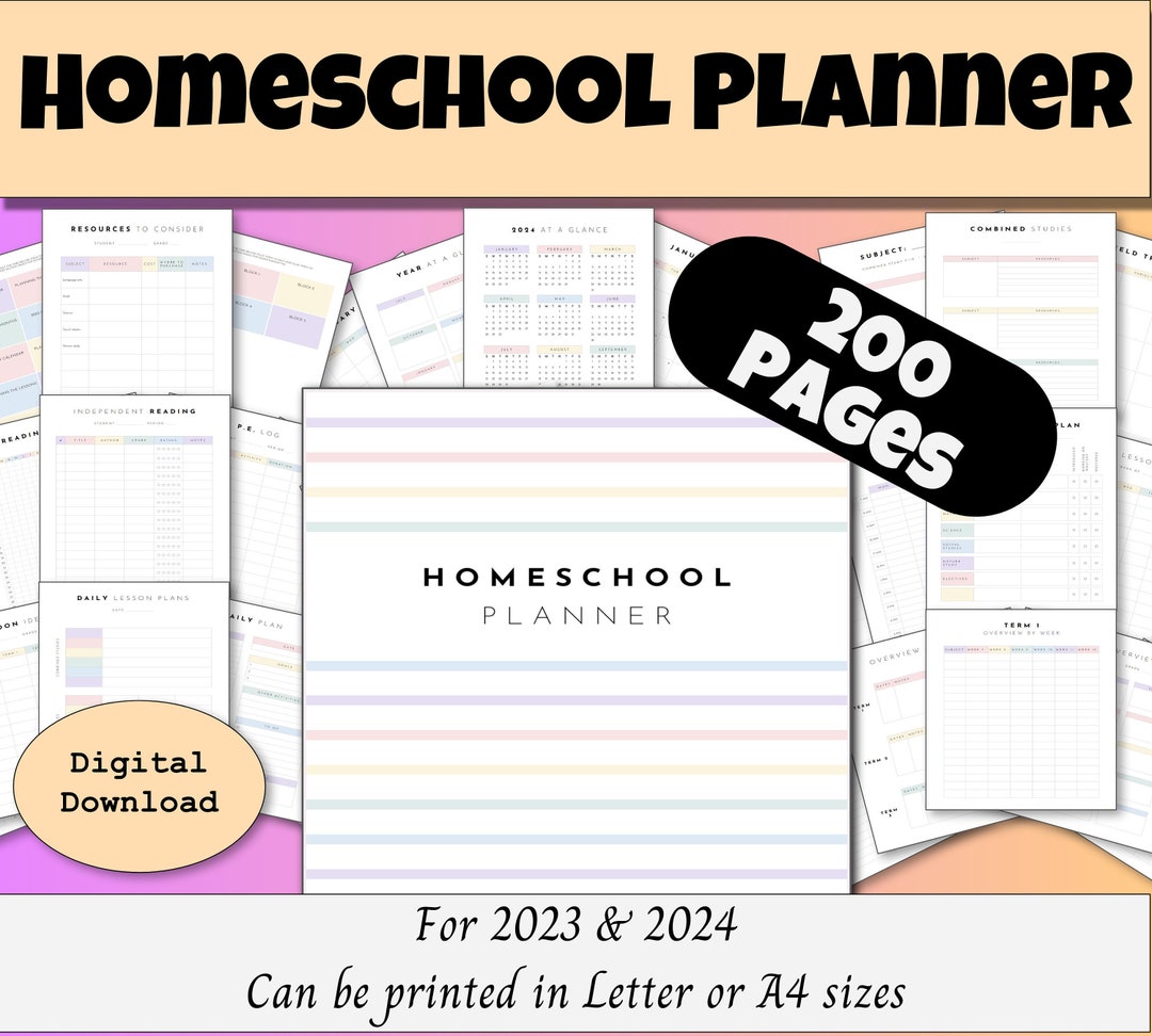 Ultimate Homeschool Planner, 200 Pages, 2023 2024 School Years, Daily ...