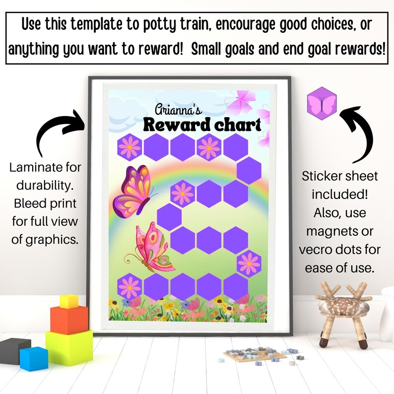 Butterfly Potty Chart - the Ultimate Kids Reward Chore Chart for Potty ...