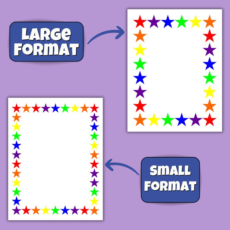 Primary Color Star Border Blank Paper Printables, Teacher Classroom ...