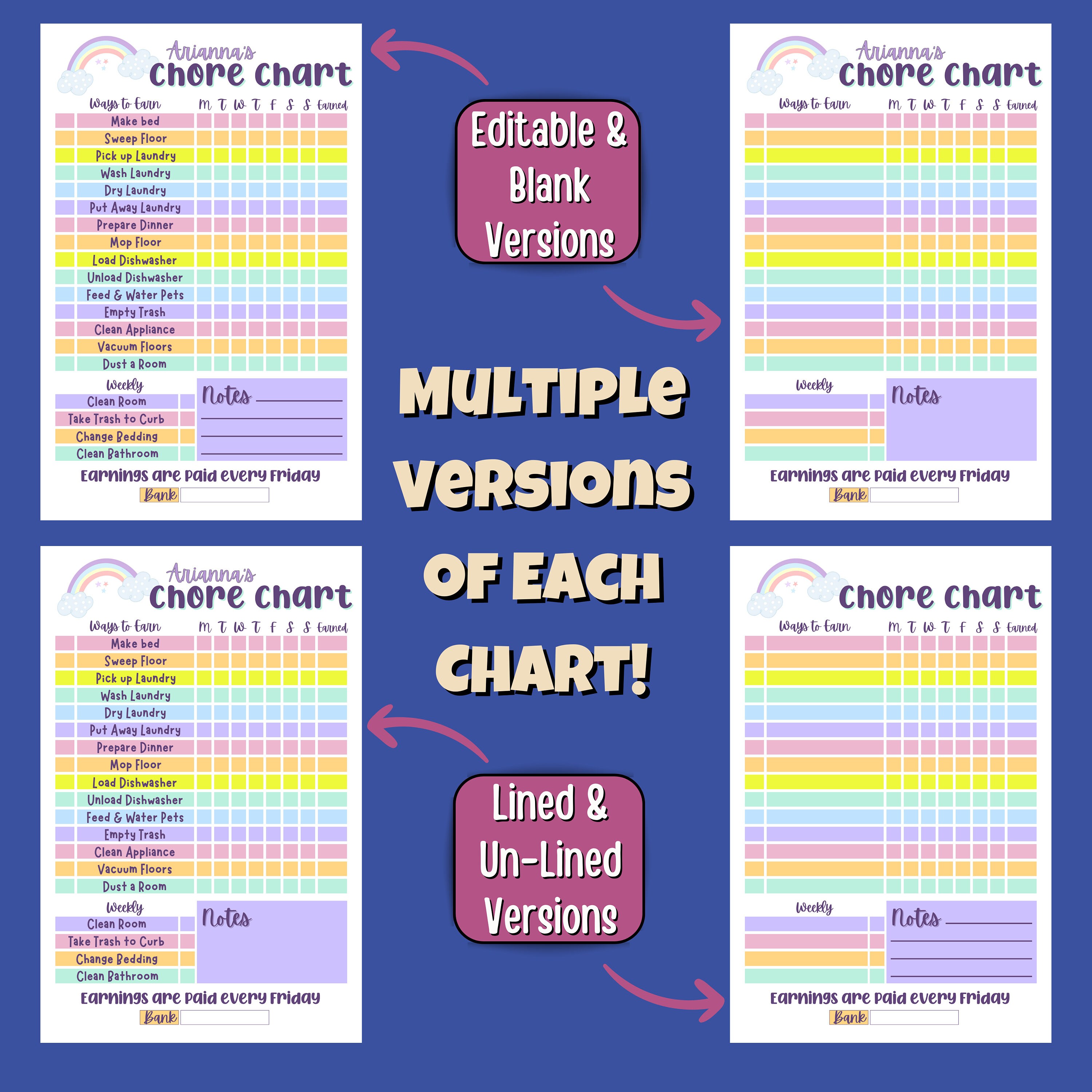Ultimate Chore Chart Bundle by Age Daily Tasks for Multiple Kids ADHD ...
