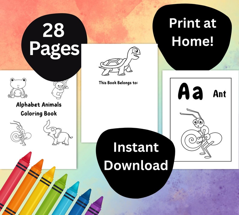 Animal Alphabet ABC Coloring Book for Kids Toddlers Prek Kindergarten ...