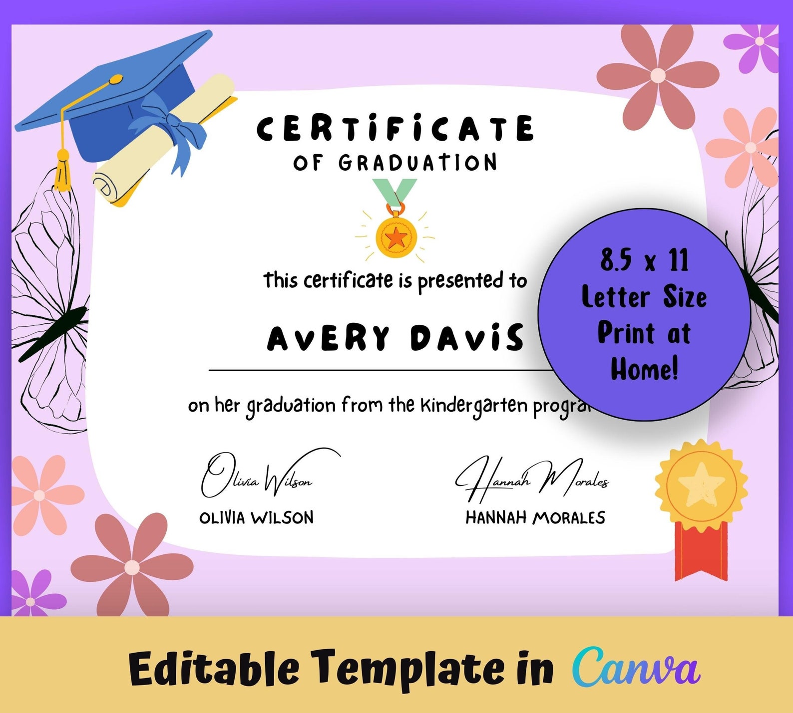 Custom Graduation Certificate Template Kindergarten Preschool Prek ...