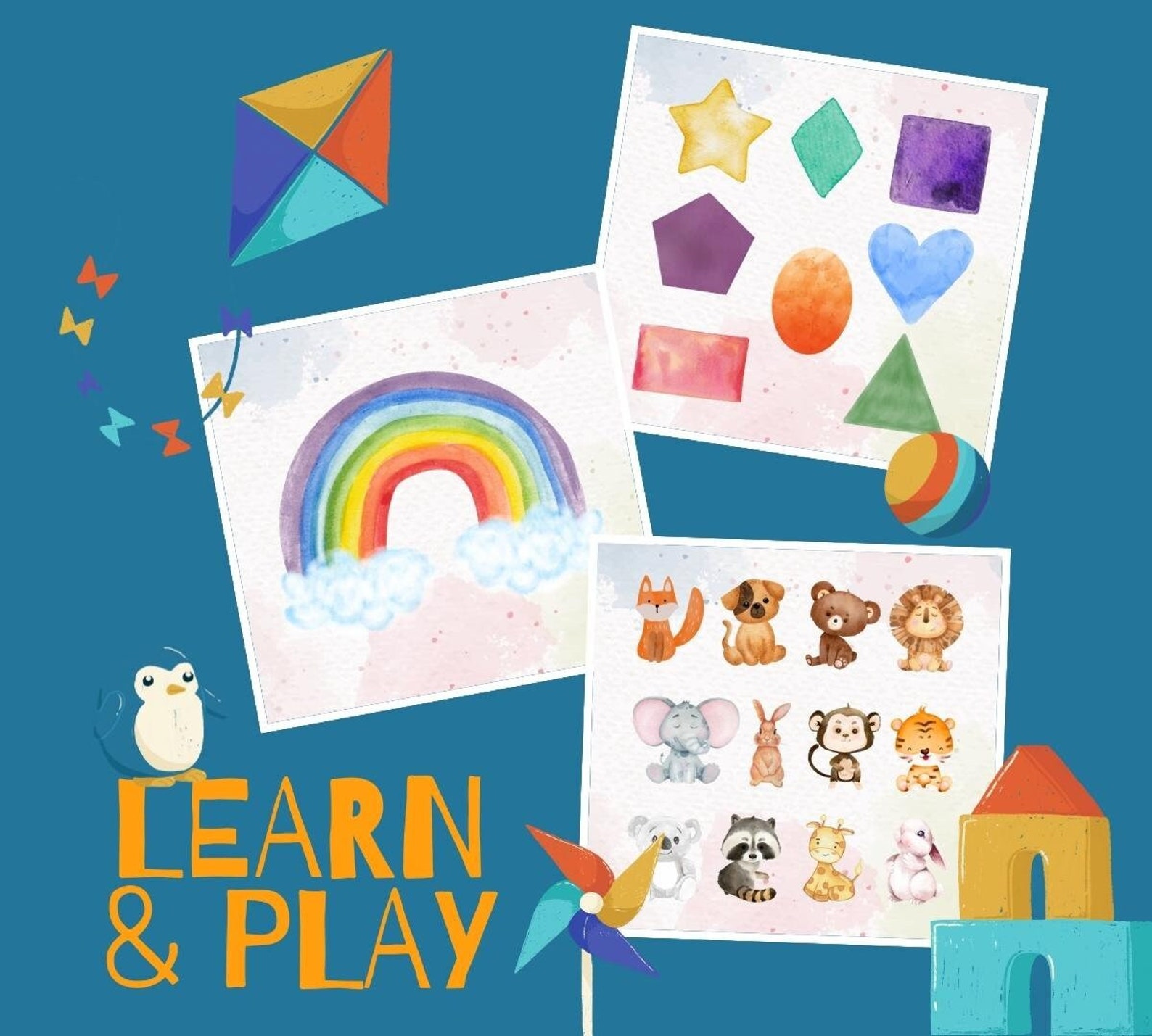 Preschool Educational Posters Learning Alphabet Numbers Shapes - Etsy