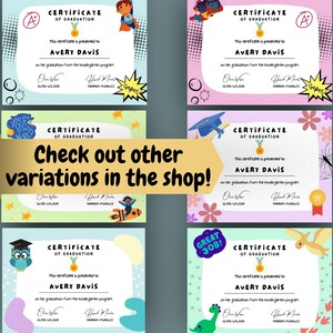 Custom Graduation Certificate Template Kindergarten Preschool Prek Cute ...