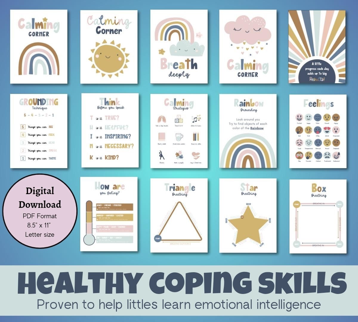 Calming Corner Wall Art Poster Calm Down Strategies Montessori Toddler ...