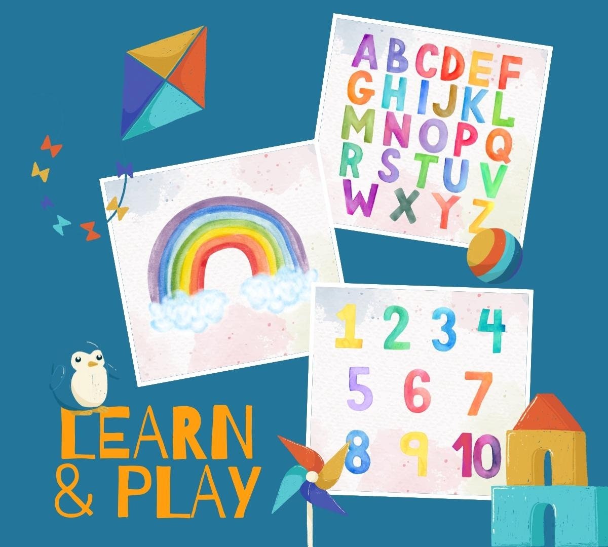 Preschool Educational Posters Learning Alphabet Numbers Shapes - Etsy