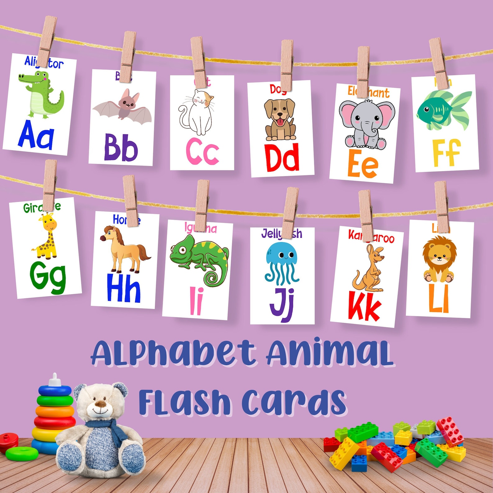 Alphabet Animal Flashcards Homeschool Baby Toddler Preschool Prek ...