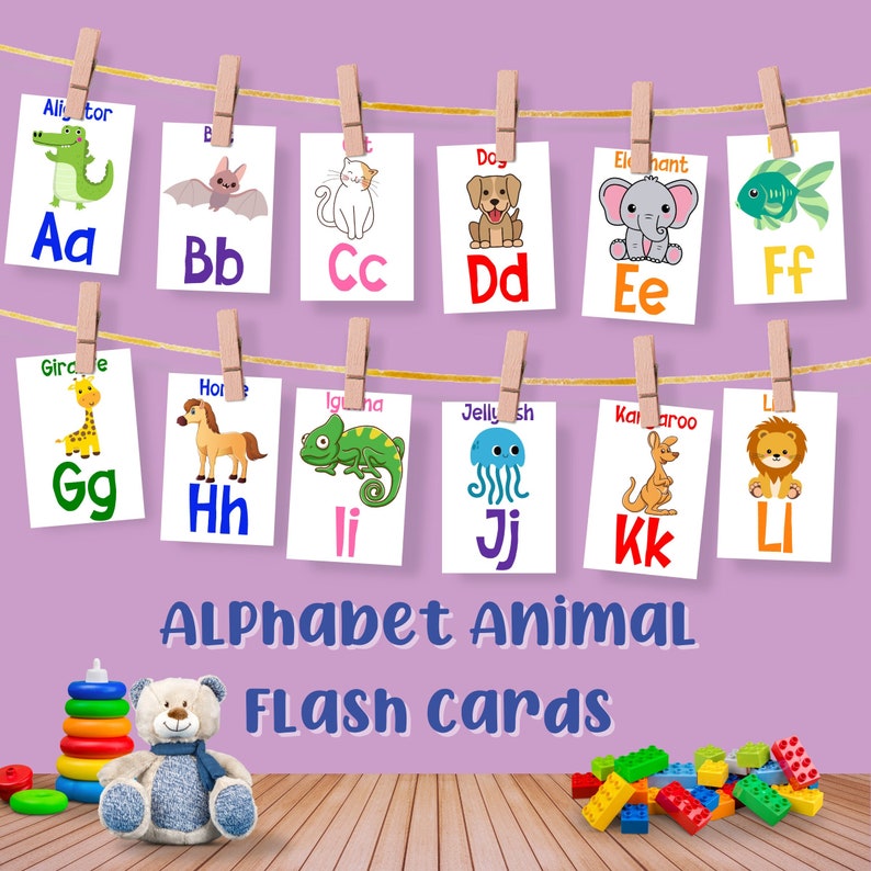 Alphabet Animal Flashcards Homeschool Baby Toddler Preschool - Etsy