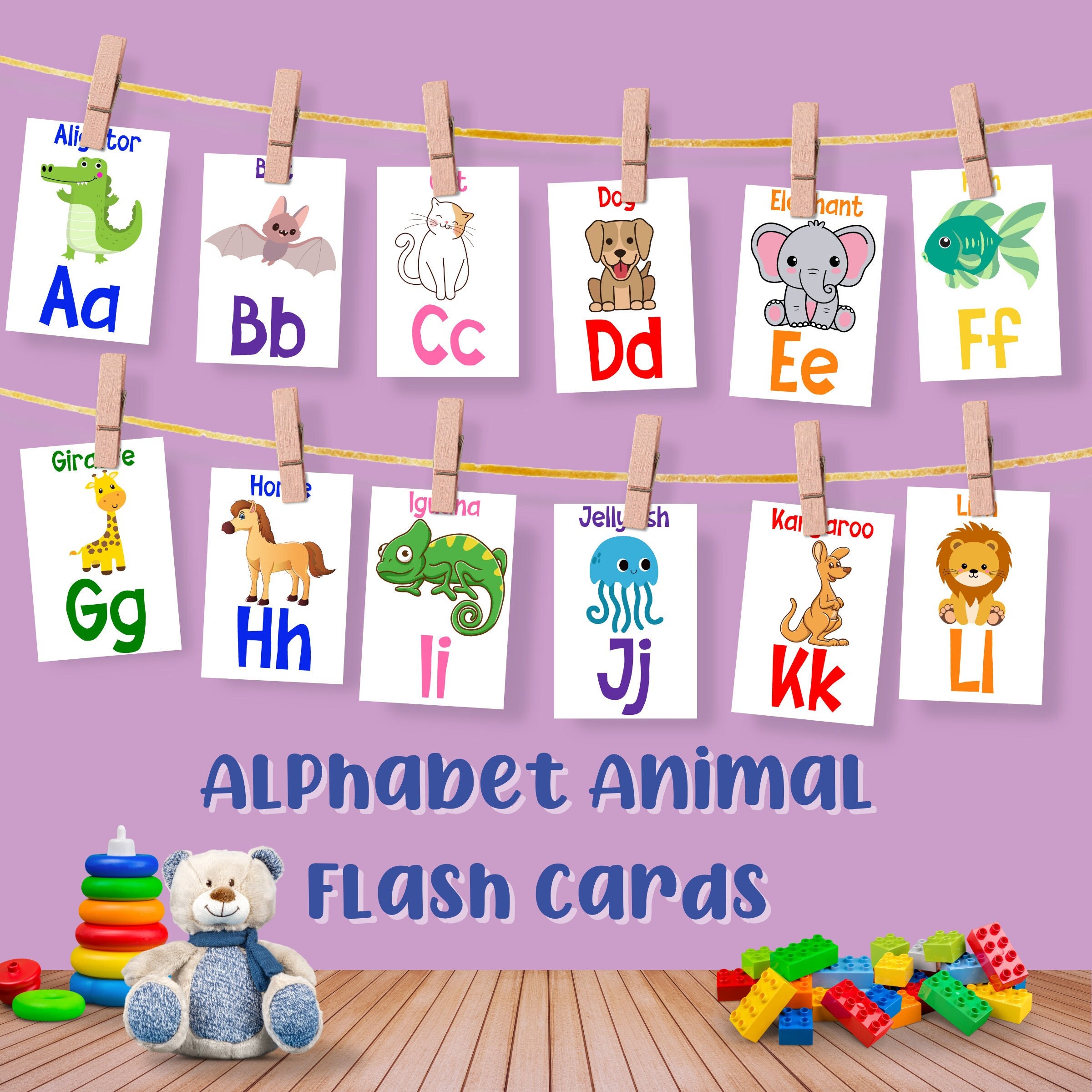 Alphabet Animal Flashcards Homeschool Baby Toddler Preschool Prek ...