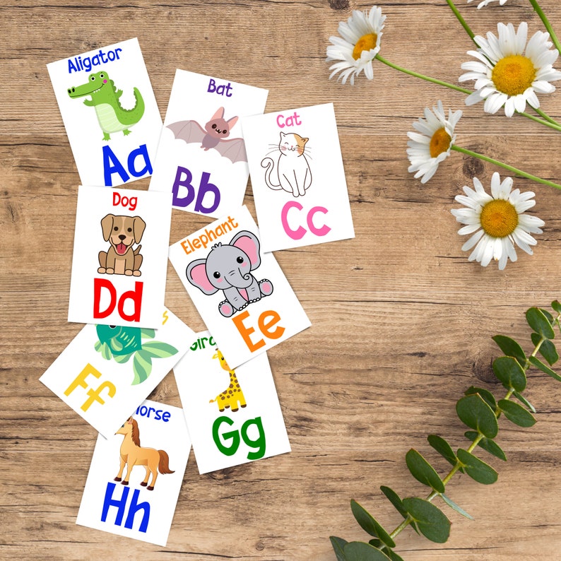 Alphabet Animal Flashcards Homeschool Baby Toddler Preschool Prek ...
