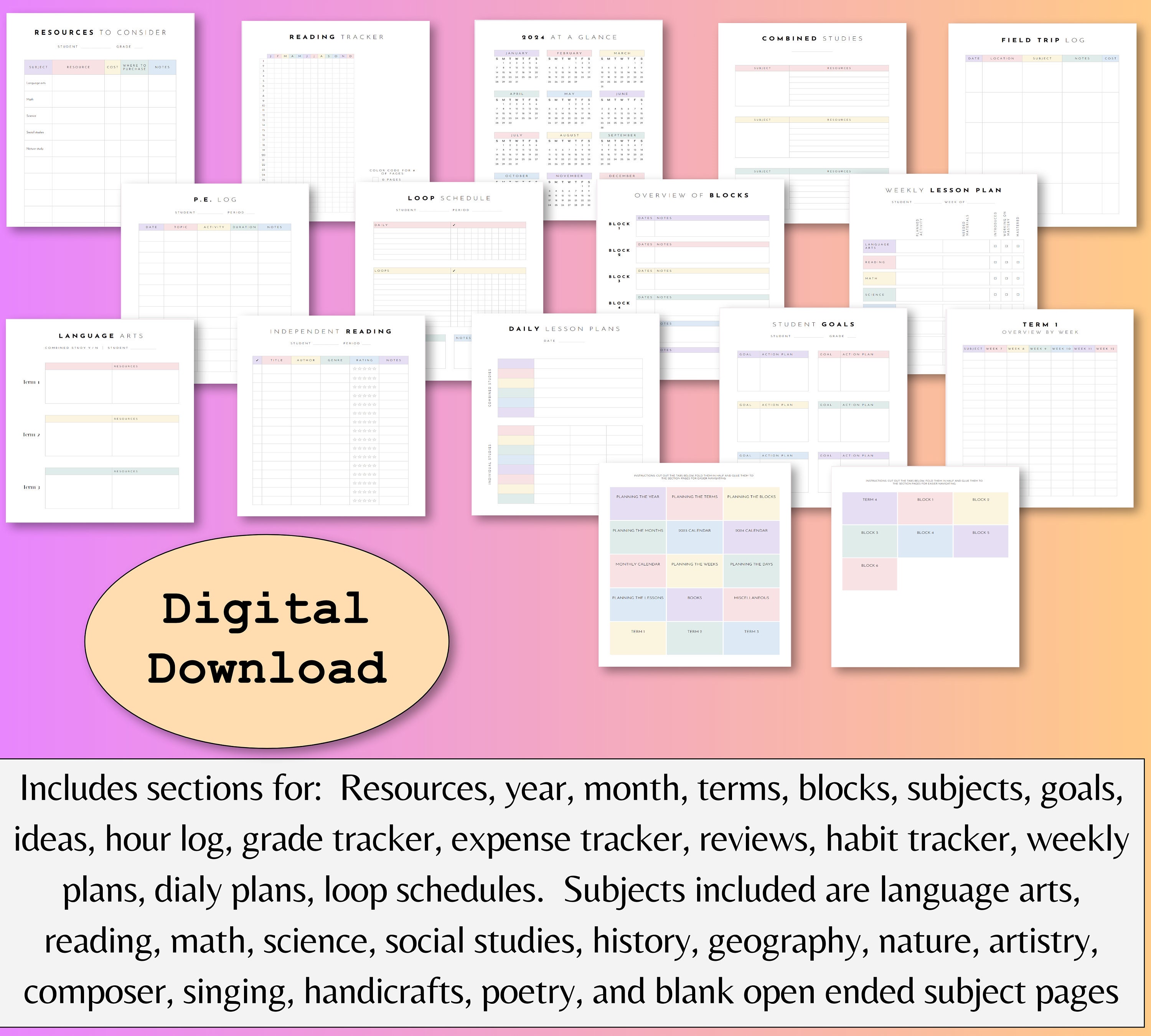 Ultimate Homeschool Planner, 200 Pages, 2023 2024 School Years, Daily ...