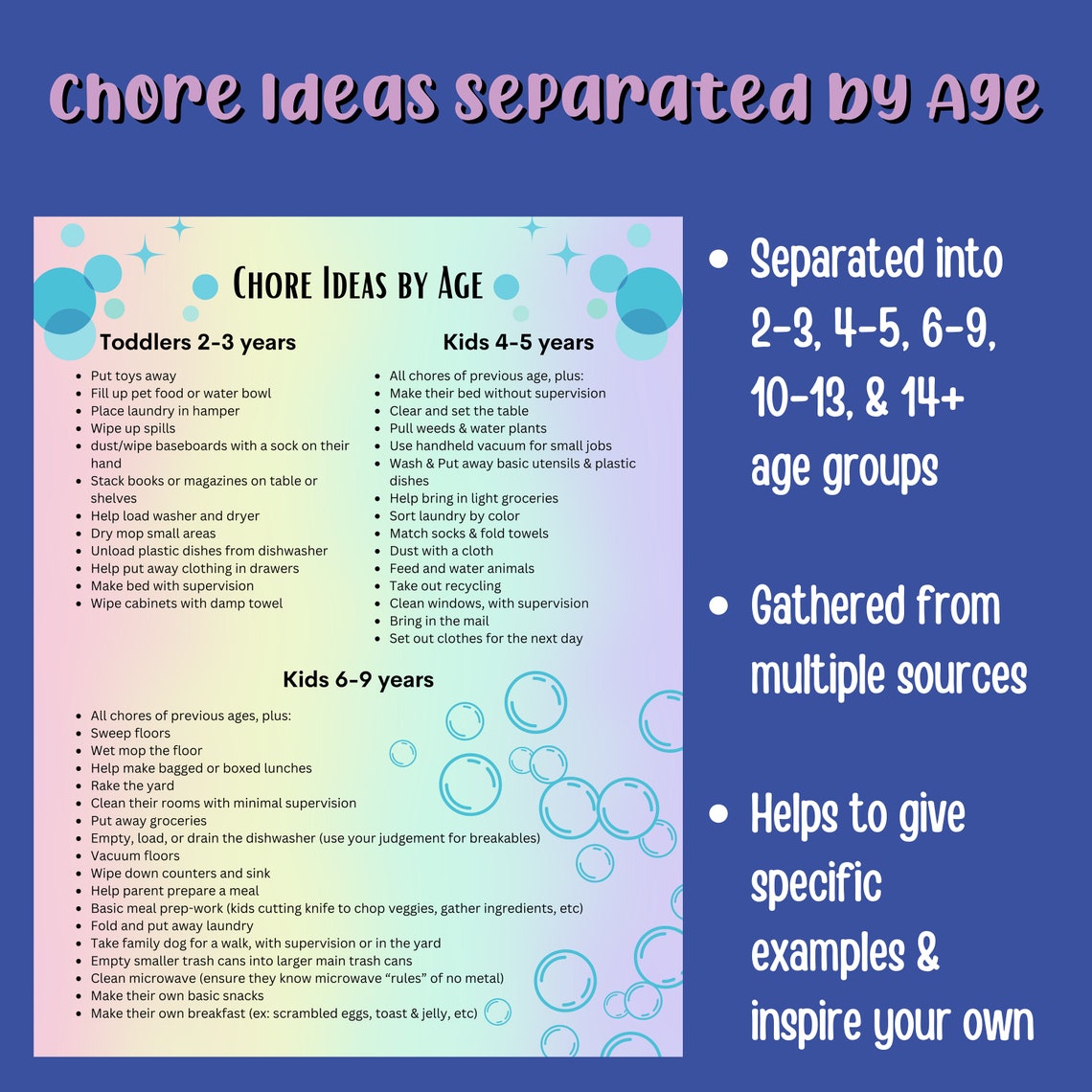 Ultimate Chore Chart Bundle by Age Daily Tasks for Multiple - Etsy