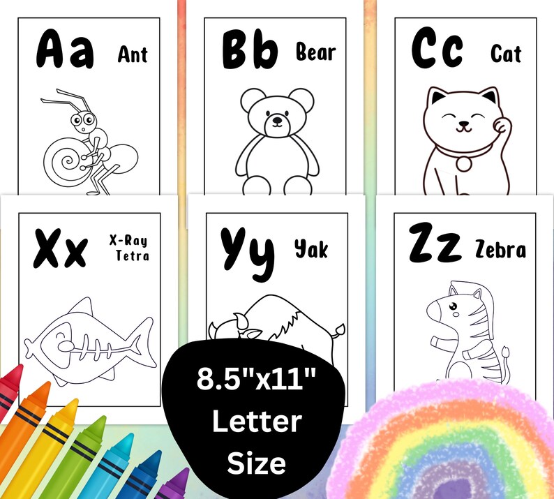Animal Alphabet ABC Coloring Book for Kids Toddlers Prek Kindergarten ...