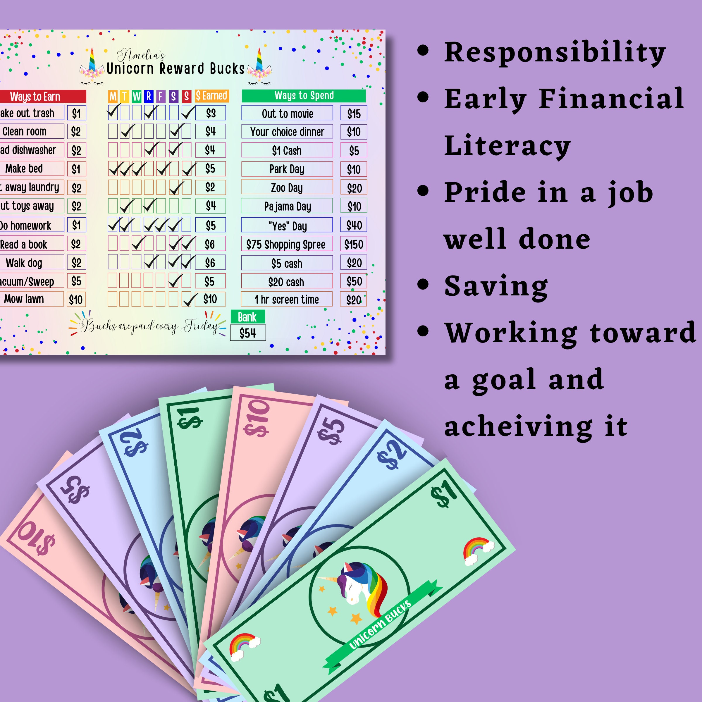 Mom Bucks Chore Chart Fun Reward System for Kids Trade Earn & Play ...