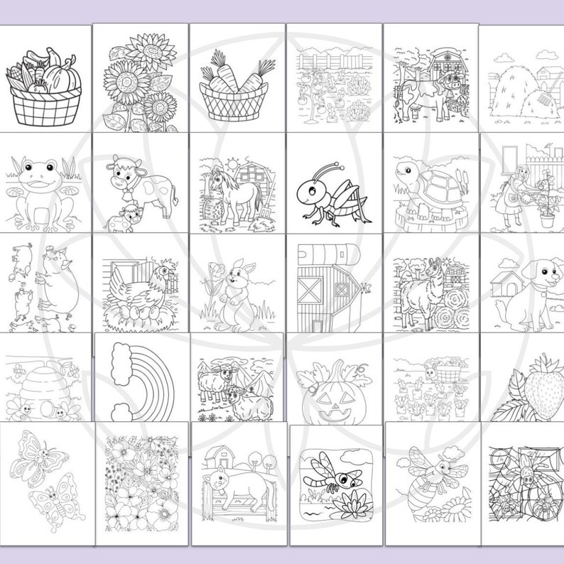 34 Farm Homestead Life Printable Coloring Pages Color Cover Animals ...