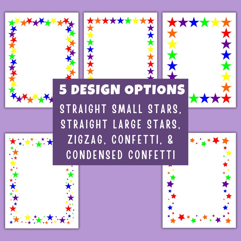 Primary Color Star Border Blank Paper Printables, Teacher Classroom ...