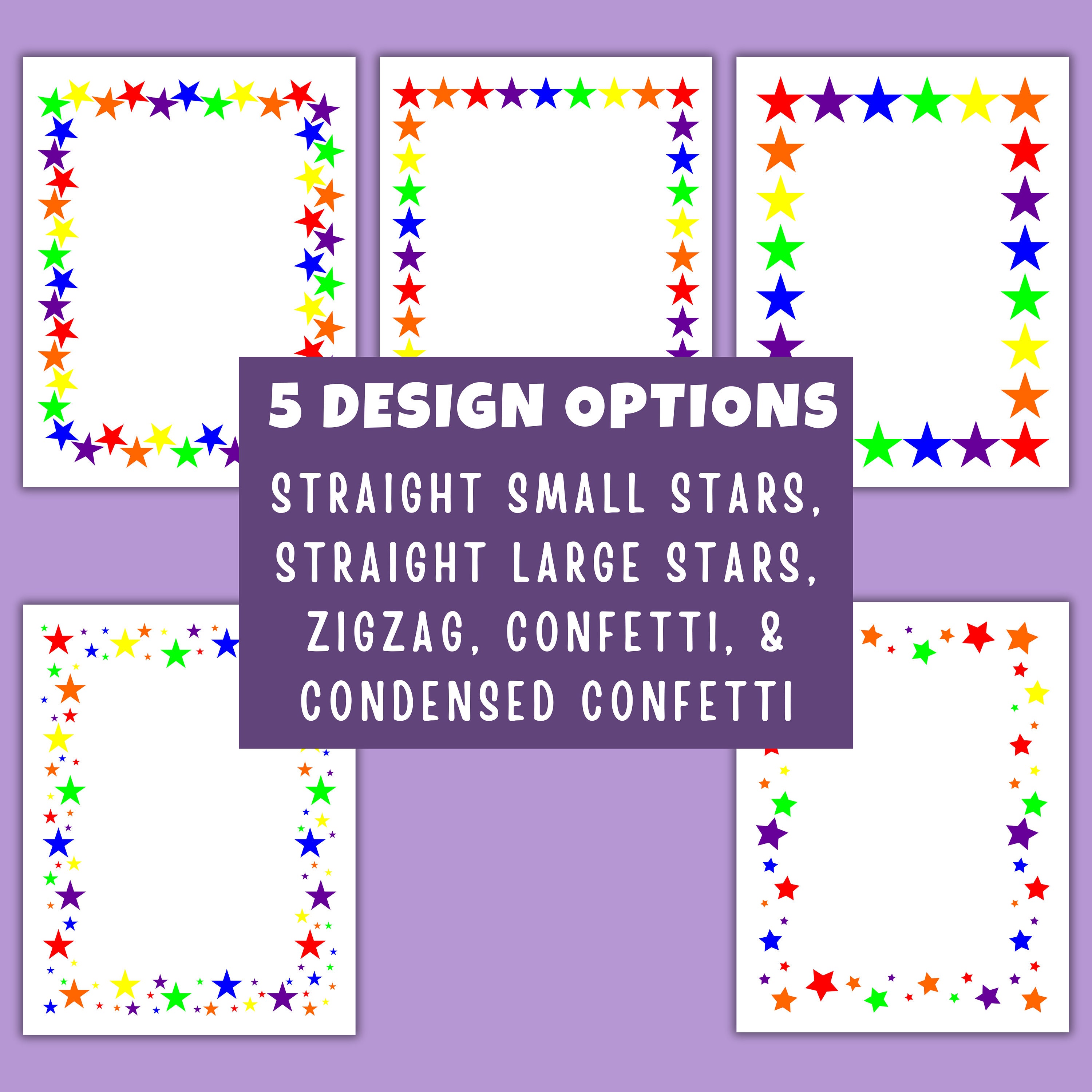 Primary Color Star Border Blank Paper Printables, Teacher Classroom ...