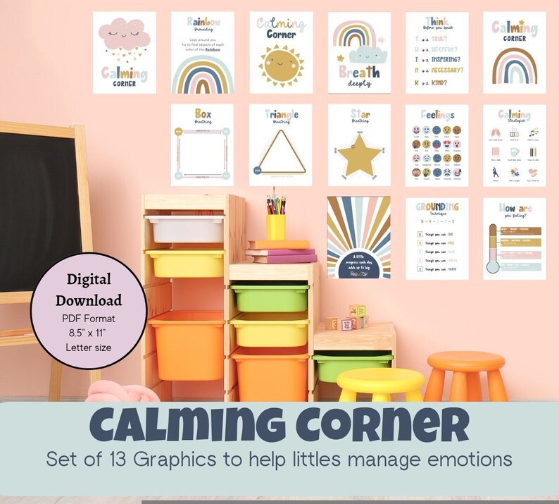 Calming Corner Wall Art Poster Calm Down Strategies Montessori Toddler ...