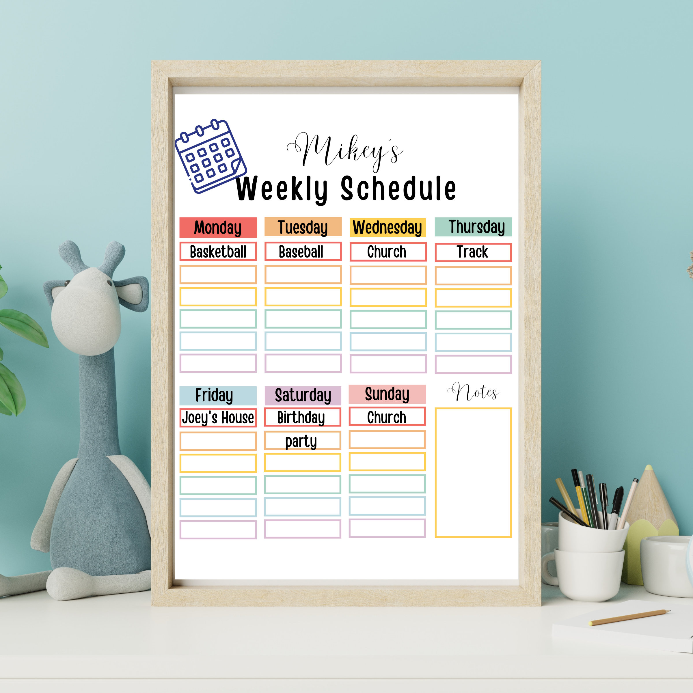 Boho Kids Weekly Schedule, Visual Chore Chart (canva Editable PDF) - Etsy