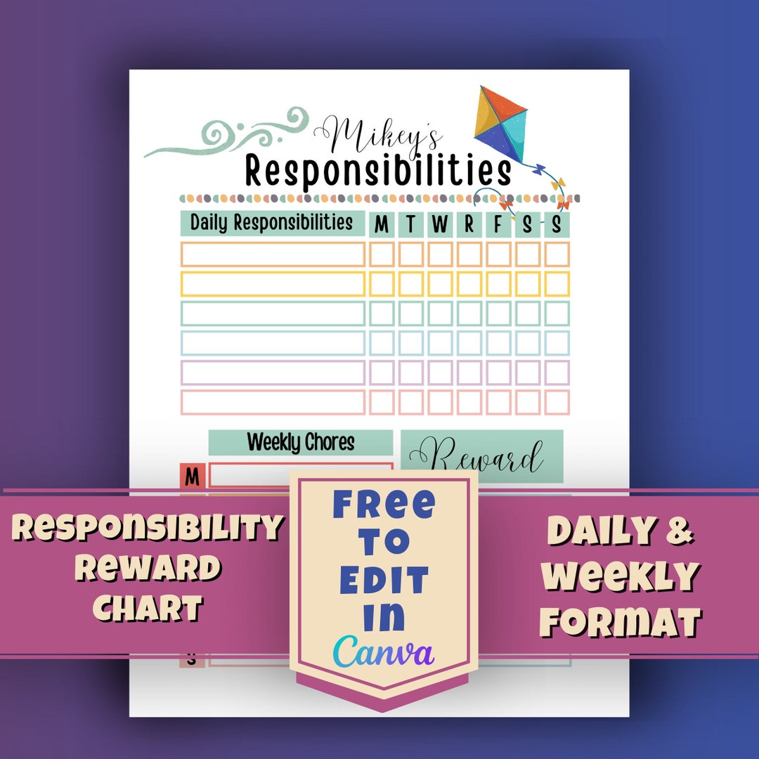 Boho Responsibility Chart- A Stylish Visual Schedule and Chore Chart ...