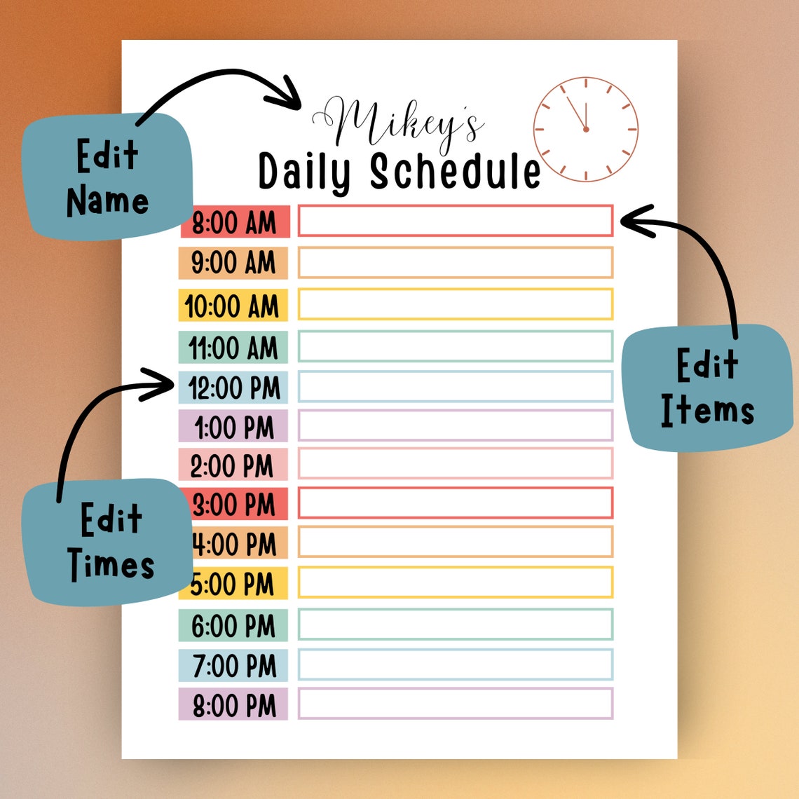 Boho Visual Schedule and Daily Checklist, Kids Routine Chart ...