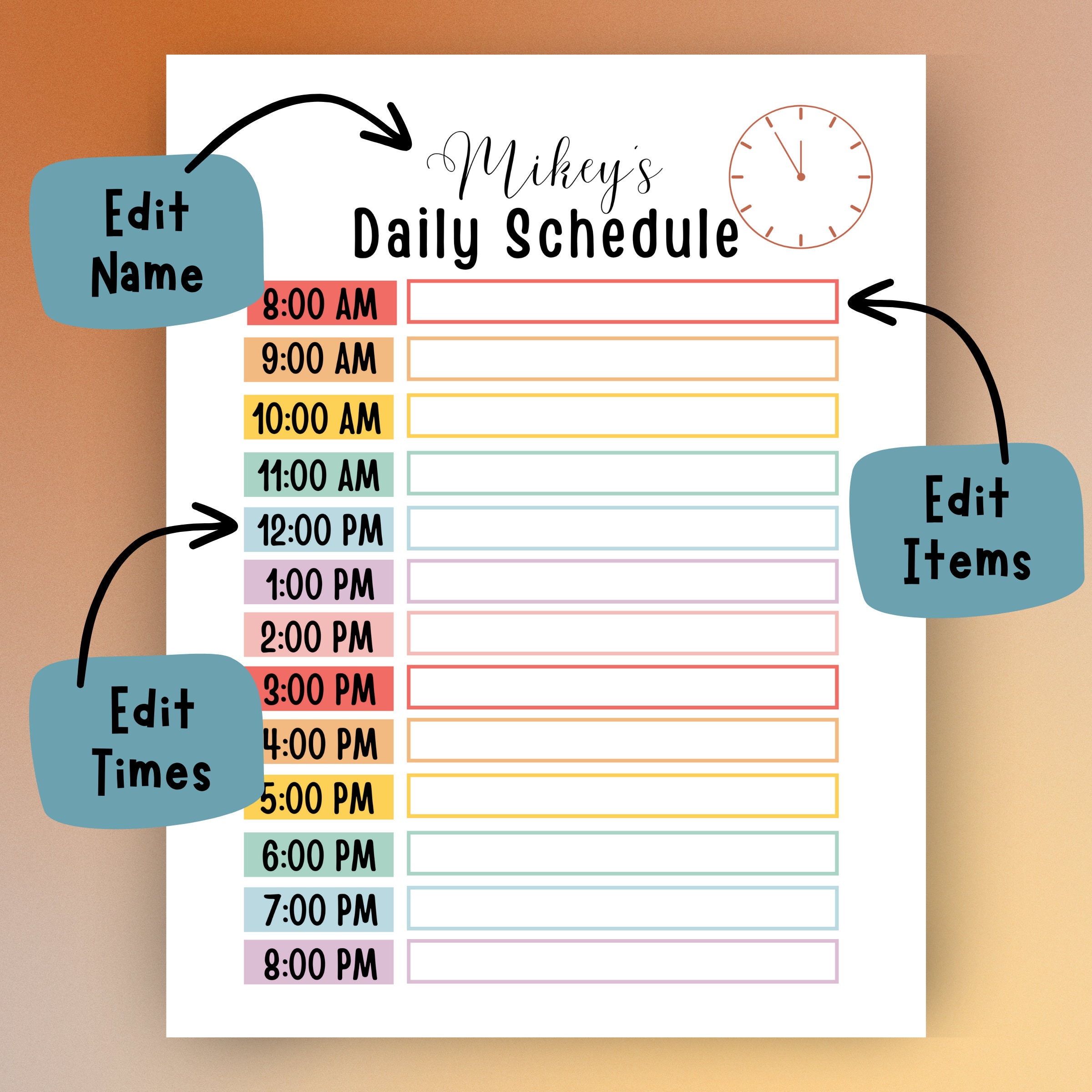 Boho Visual Schedule and Daily Checklist, Kids Routine Chart ...