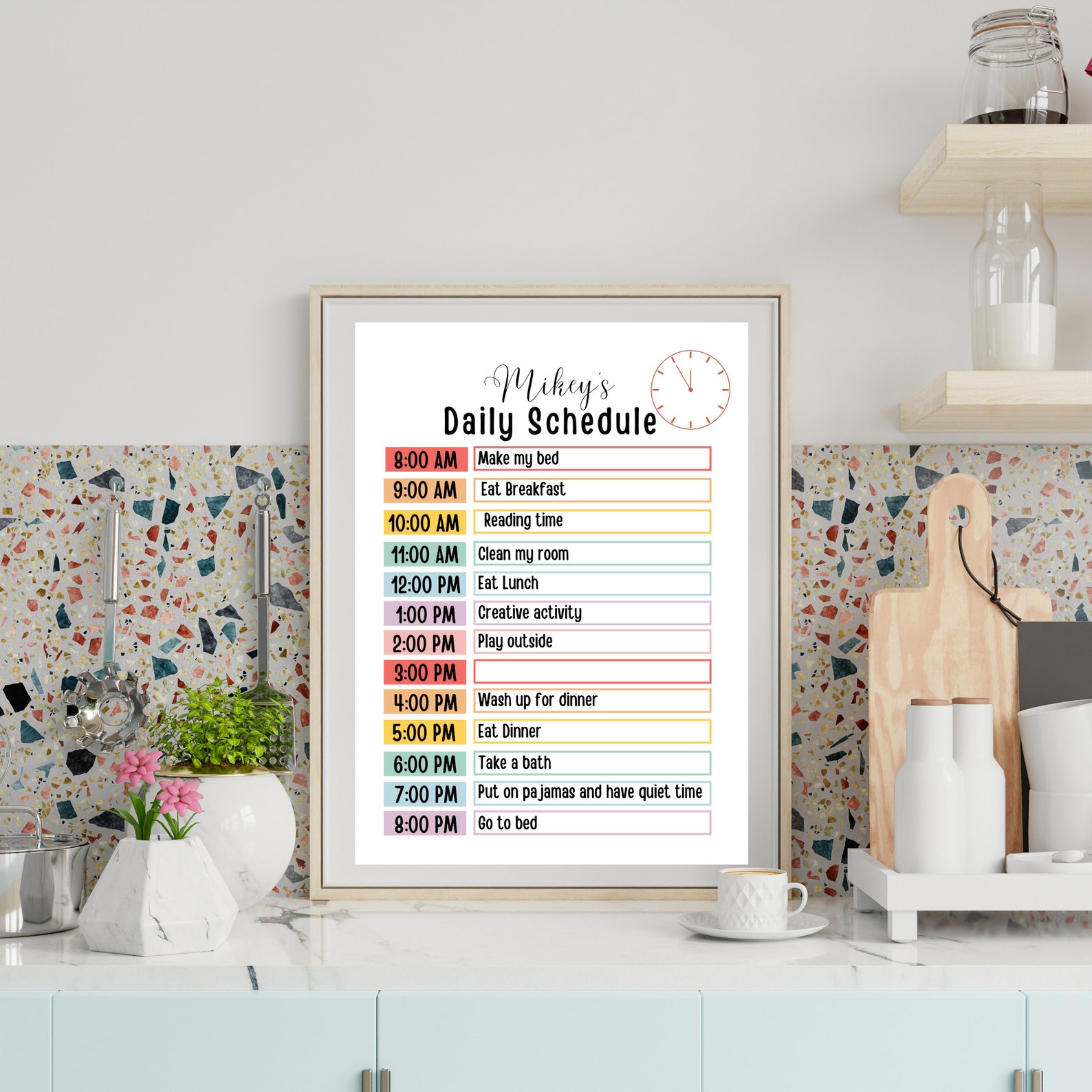 Boho Visual Schedule and Daily Checklist, Kids Routine Chart ...