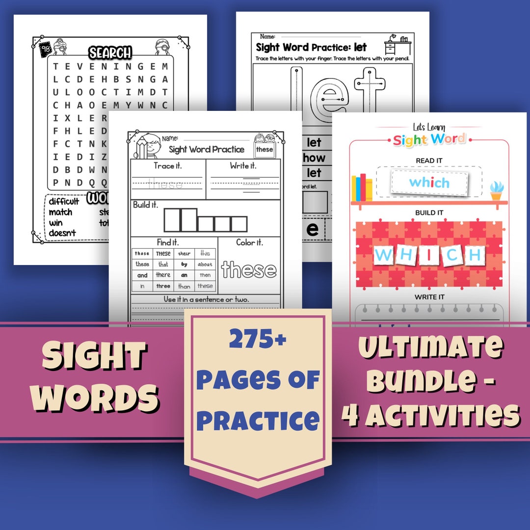 Sight Word Worksheets Preschool Prek Kindergarten 1st Grade Trace Read ...