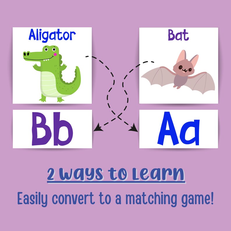 Alphabet Animal Flashcards Homeschool Baby Toddler Preschool Prek ...