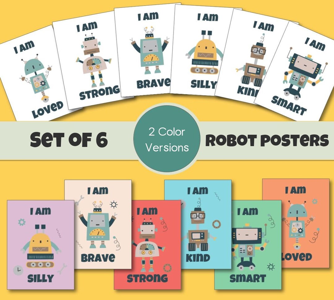 Boho Robot Wall Art, I AM Affirmation Posters, Self Kindness and ...