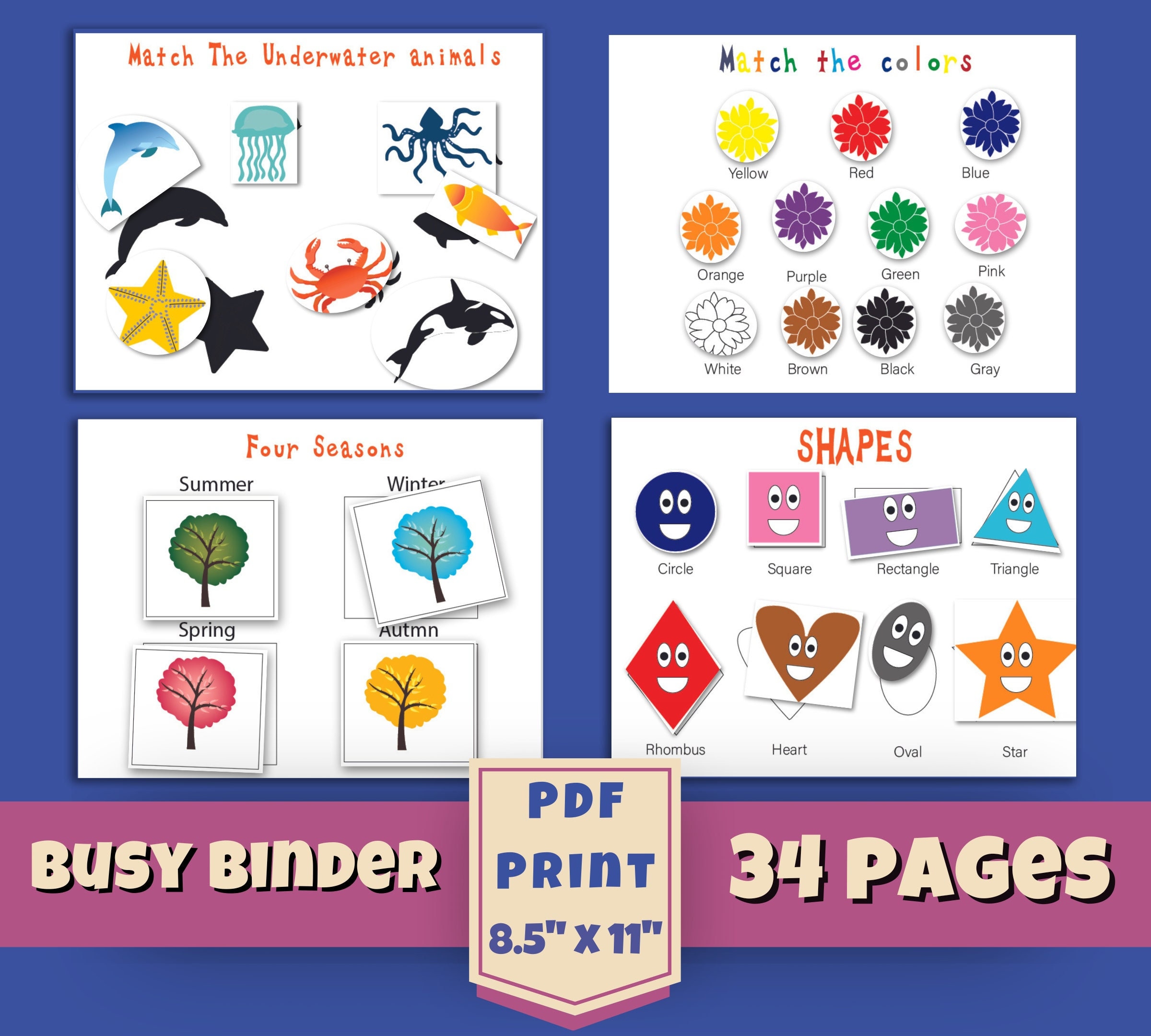 Busy Book Montessori Printable - Quiet Binder Toddlers Learning ...